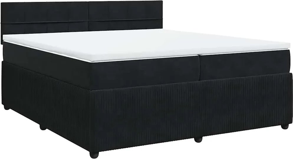 Box spring postel s matrací černá 200x200 cm samet 3287832