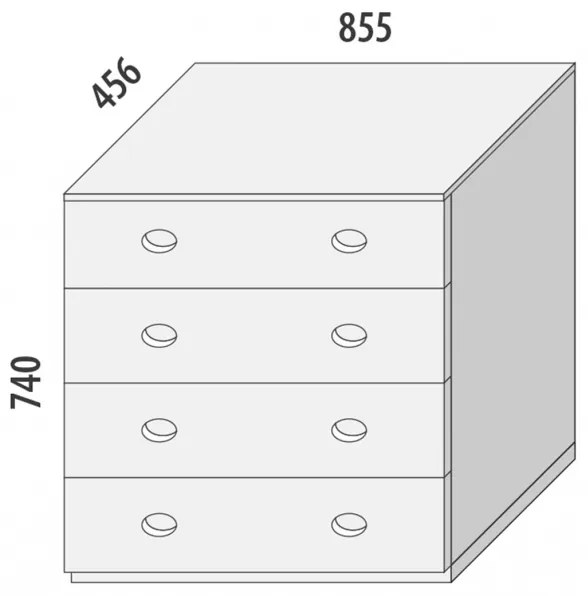 Domestav - DOMINO Skříň/komoda 4 zásuvková hloubka 456 smrk