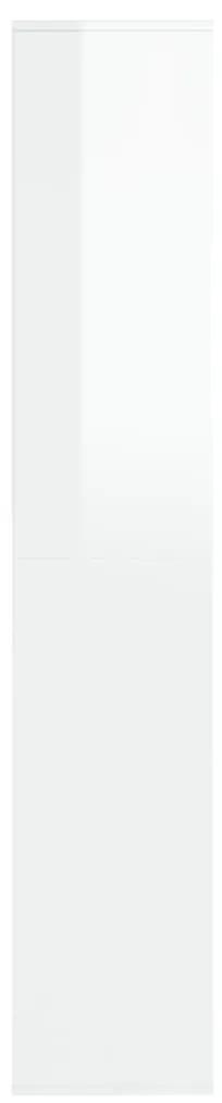 Botník bílý s vysokým leskem 54 x 34 x 183 cm dřevotříska