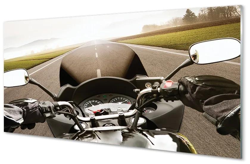 Obraz na skle Motocyklu silničního oblohy top 100x50 cm
