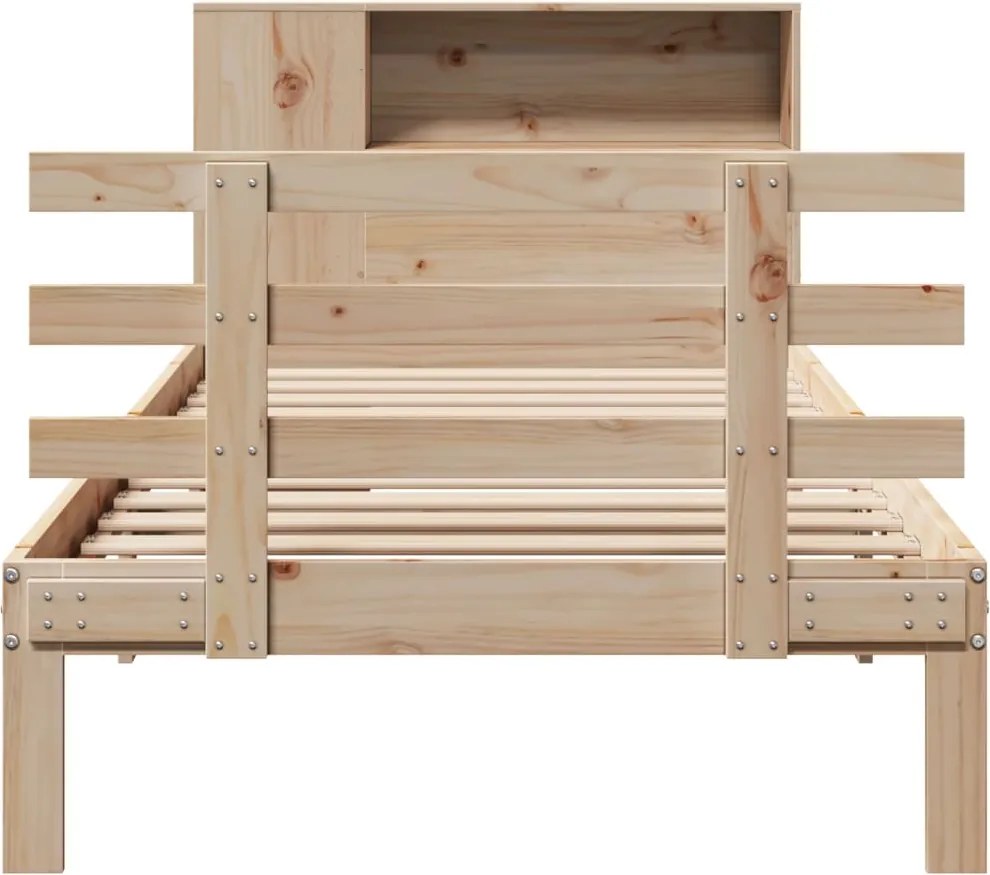Postel s knihovnou bez matrace 75 x 190 cm masivní borovice 3322729