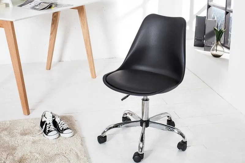 Deflee kancelářská židle SCANDINAVIA BLACK KZ37282plast, syntetická kůže, chrom  60 cm x 80-90 cm x 60 cm