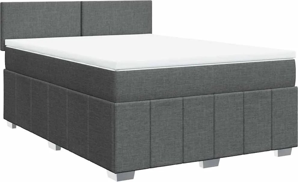 Box spring postel s matrací tmavě šedý 140 x 190 cm textil 3287057