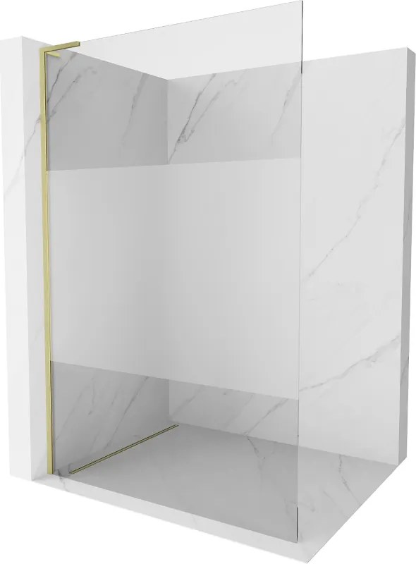 Mexen Kioto L, sprchová zástěna Walk-In 120 x 200 cm, 8mm čiré sklo-námraza, zlatý matný profil, 800-120-103-55-35