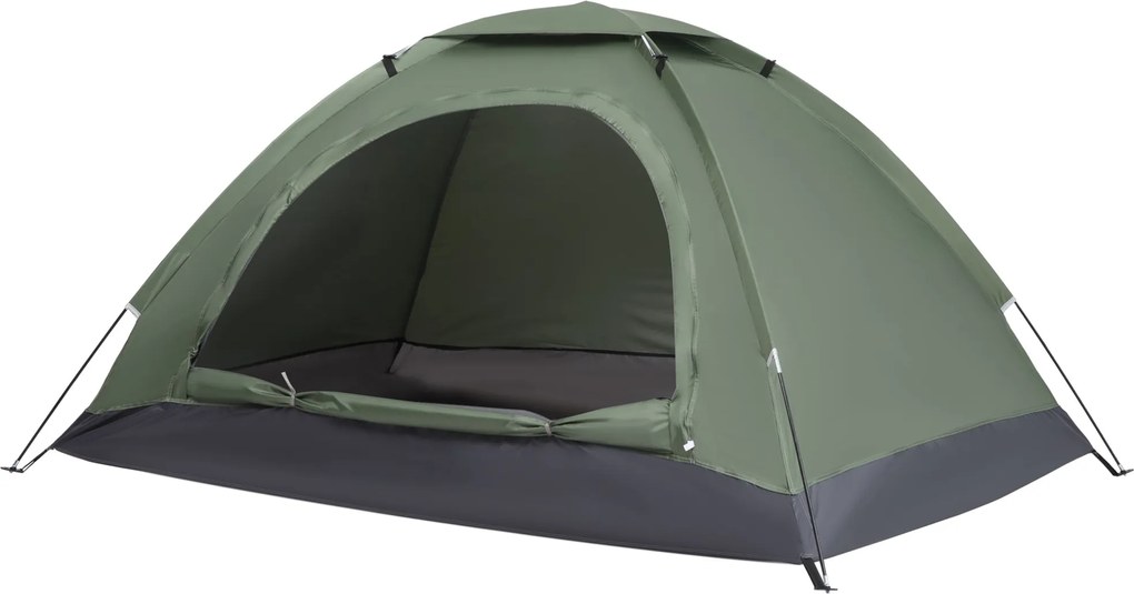 Outsunny Stan pro 2 osoby s 2 síťovanými okny, kapsou, přenosnou taškou a sklolaminátovým rámem 206x152x109 cm Zelený | Aosom