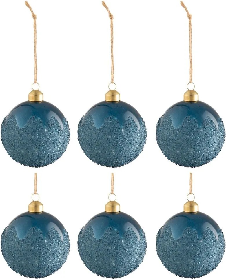 Sada 6 ks modrých vánočních ozdob Sugar Blue - Ø 8 cm