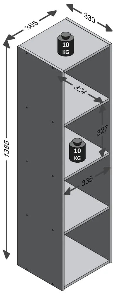 FMD Volně stojící police se 4 přihrádkami pískový dub