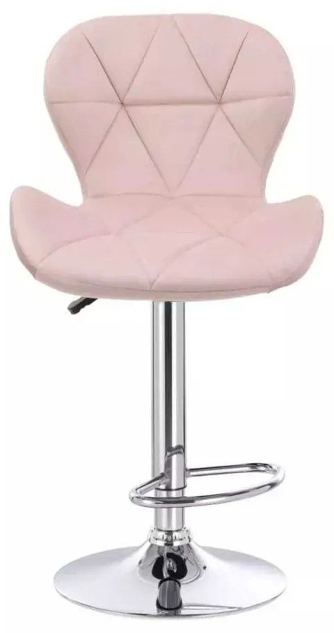 LuxuryForm DESIGN Barová židle LIVIO VELUR na stříbrné kulaté podstavě - růžová