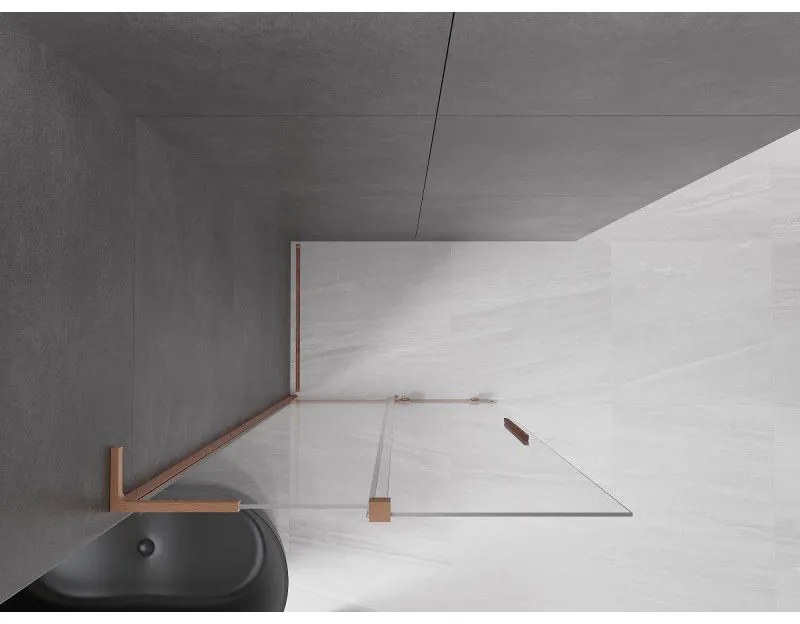 Mexen Velar L, posuvná sprchová zástěna Walk-in 120 x 200 cm, 8mm čiré sklo, měděná matná, 871-120-003-03-65