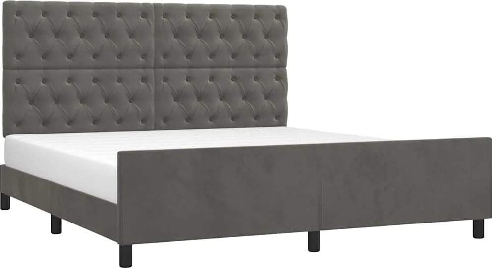 Rám postele bez matrace tmavě šedý 160 x 200 cm samet 3125947