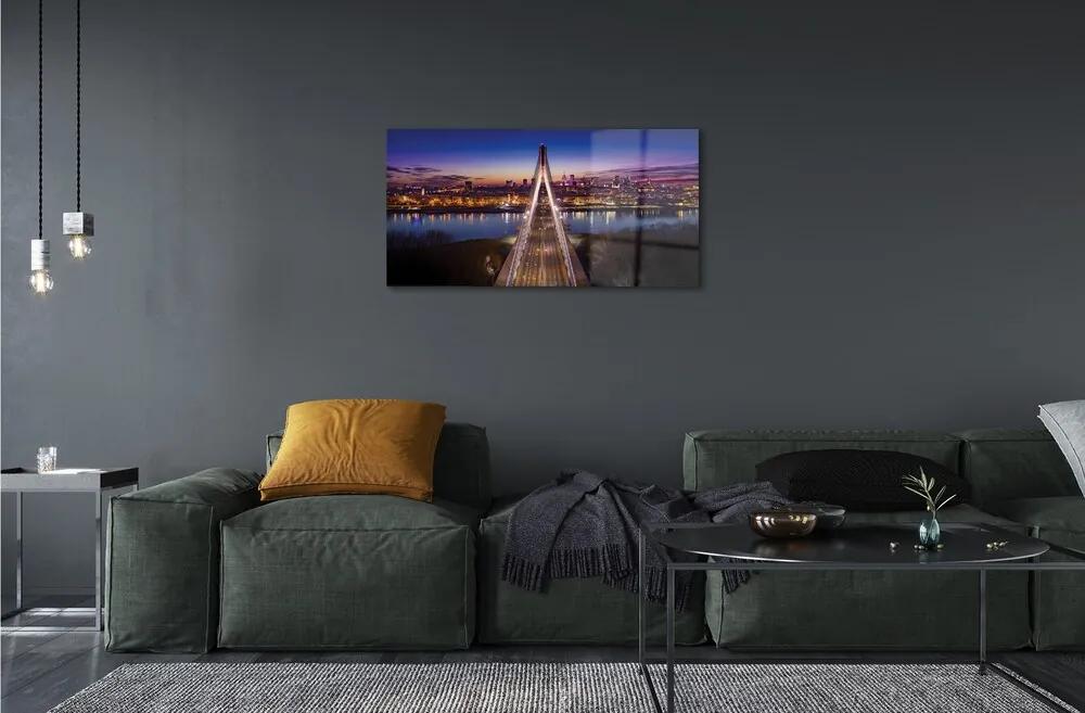 Obraz na skle Warsaw panorama říční most 100x50 cm
