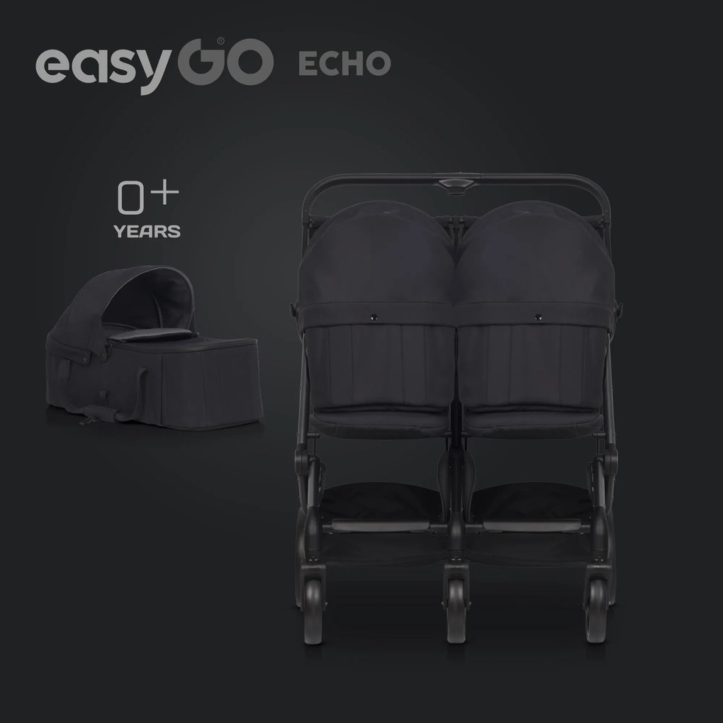 Hluboká měkká vanička pro dětský kočárek EasyGo Echo Ebony Black