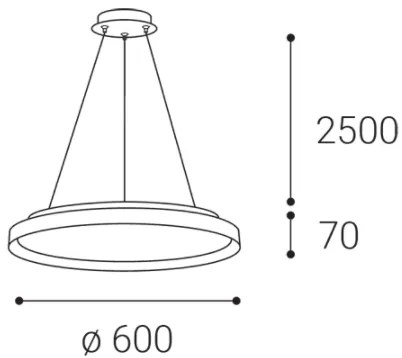 Led2 Závěsné LED svítidlo MOON P- Z, ø 60 cm Barva: Broušené zlato, Stmívání: RF control