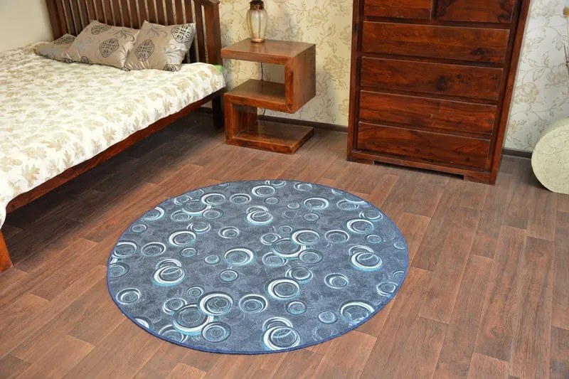 Kulatý koberec DROPS Bubbles šedo-modrý