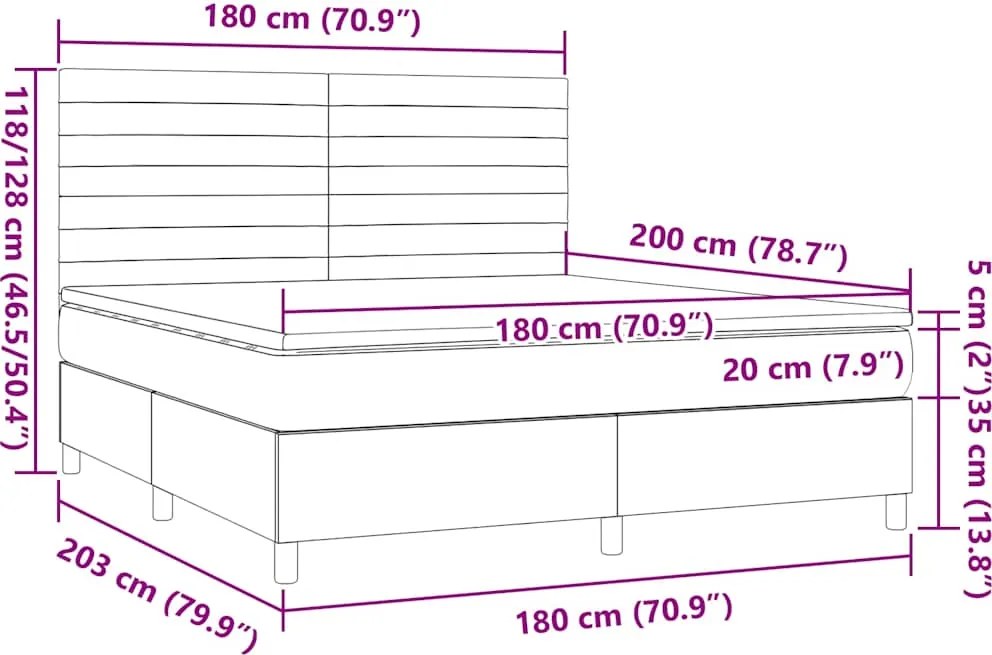 Box spring postel s matrací tmavě hnědá 180x200 cm textil 3141876