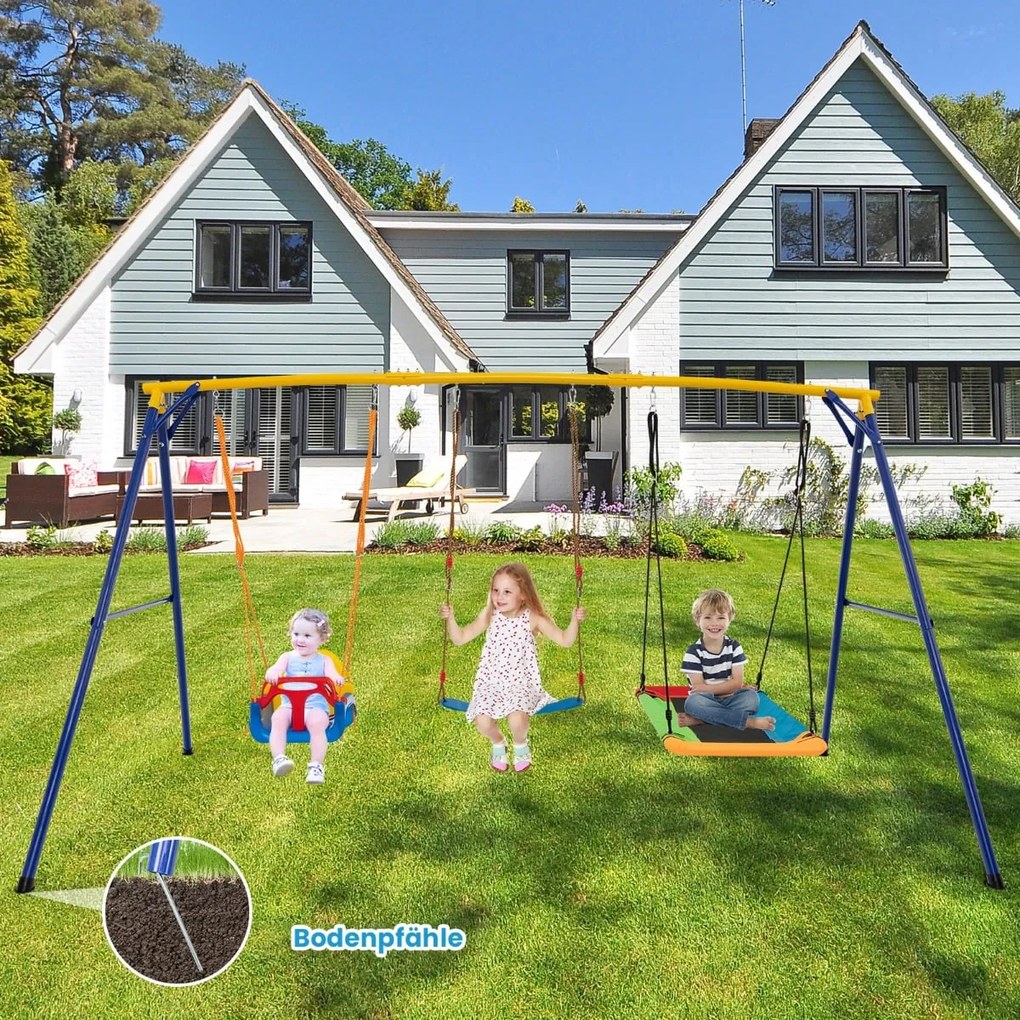 Costway Rám houpačky s houpačkou hnízdo elastická dětská houpačka a dětská