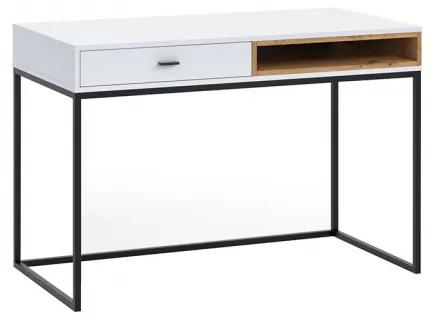 Moderní psací stůl Olier OL01, Barva: bílý / bílý + dub artisan