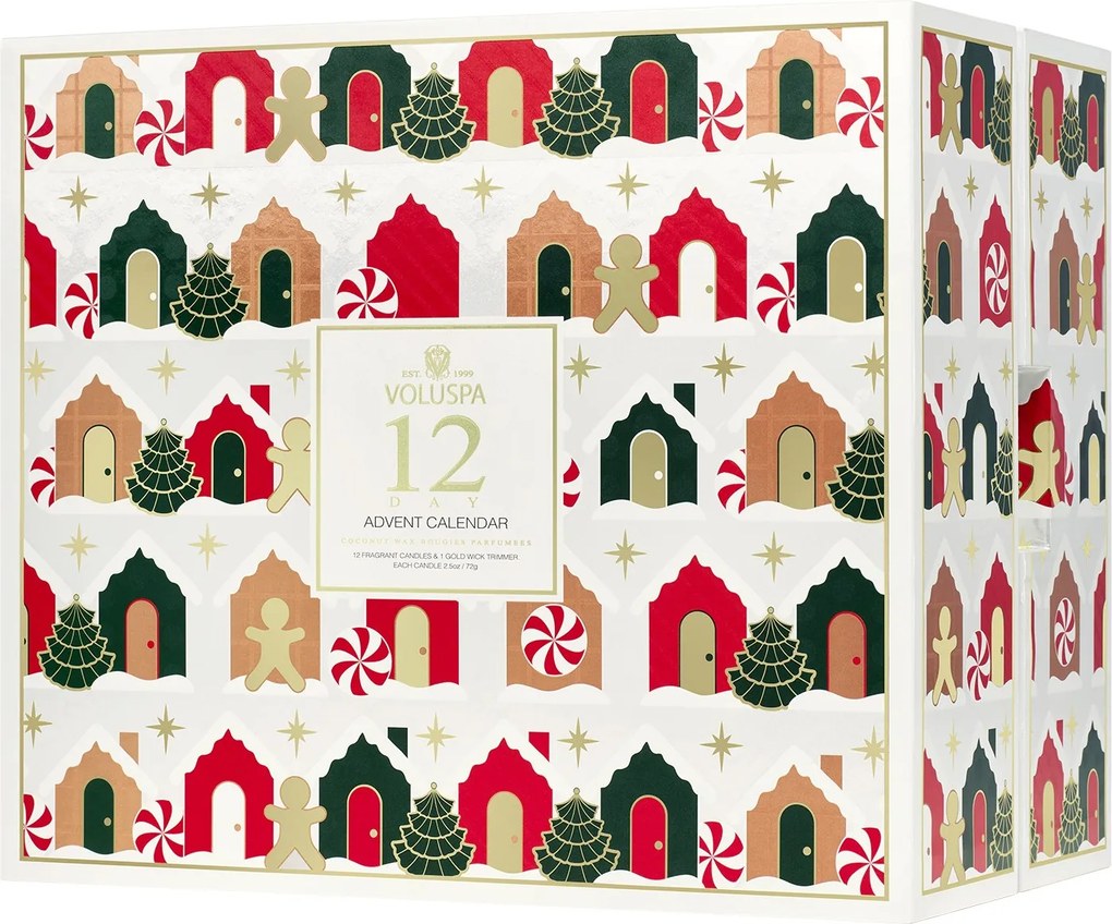 Voluspa 12denní adventní kalendář Holiday se zlatými nůžkami, 12×72 g