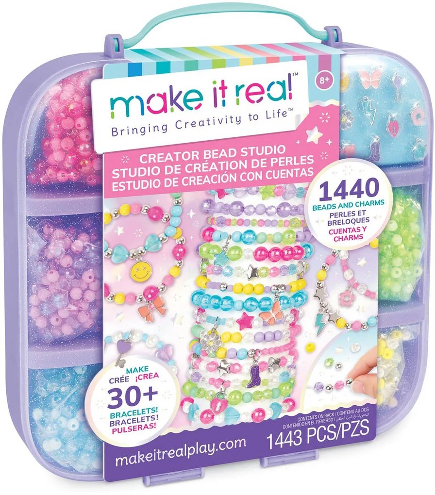 _Ostatní 1_ MAKE IT REAL Box na výrobu náramků dětský kreativní set 1440 korálků 131714
