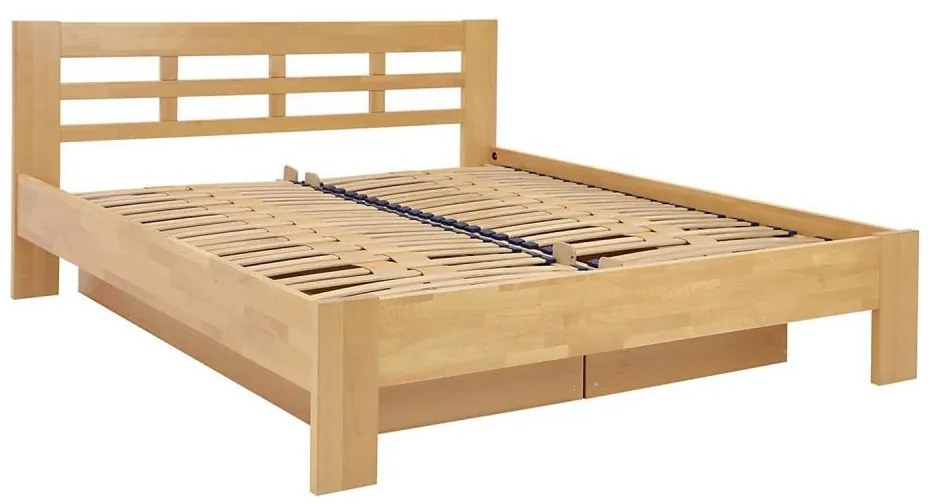 Dvoulůžková postel z masivu s úložným prostorem ANGELA 180x200 cm buk 8590828141389