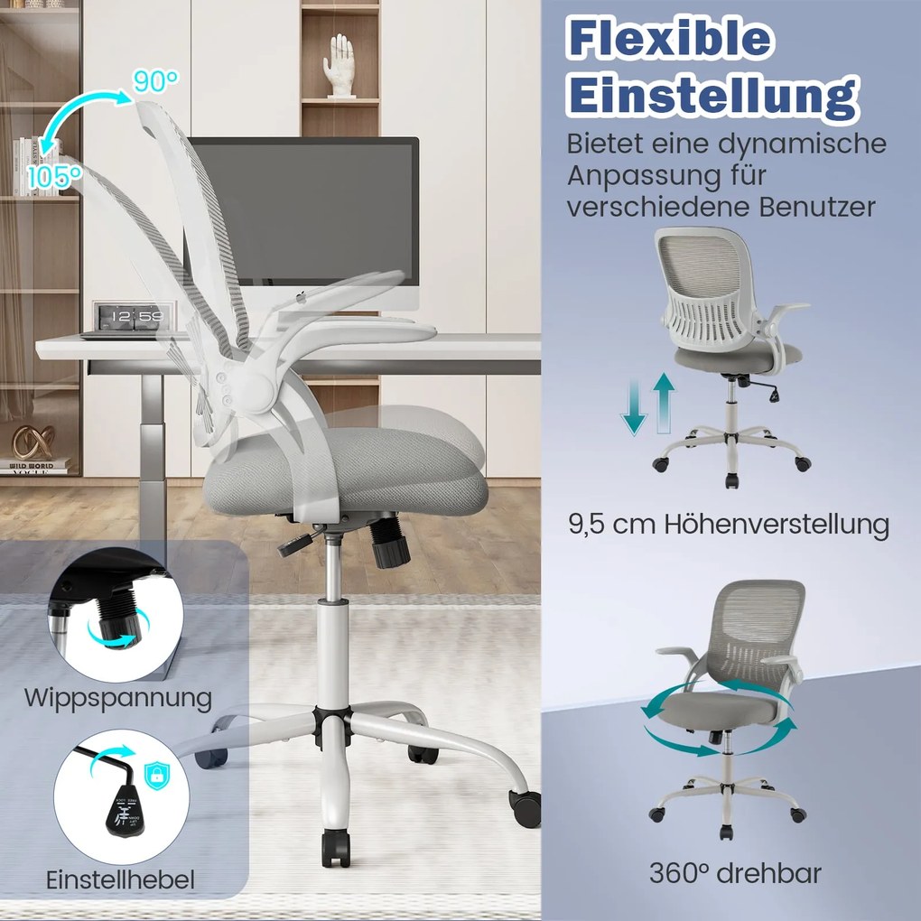 Costway Ergonomická kancelářská židle se sklopnými područkami a počítačovou