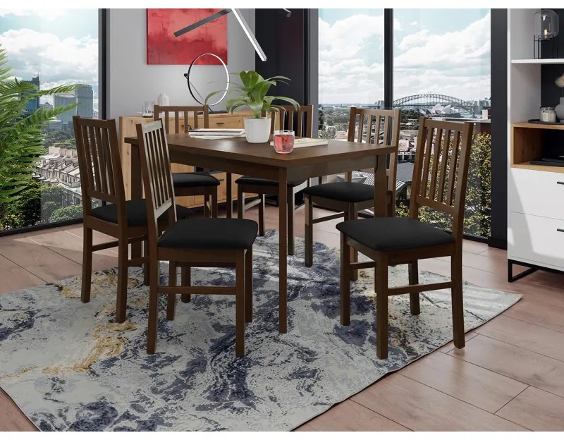 Rozkládací jídelní stůl se 6 židlemi AL15, Barva dřeva: bílá-L, Potah: Zetta 300