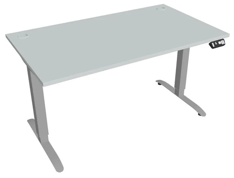 Elektr. nastavitelný stůl 140x80 s pamětí - HOBIS MOTION MS 2M 1400 Dekor stolové desky: šedá, Barva kovové podnože: stříbrná