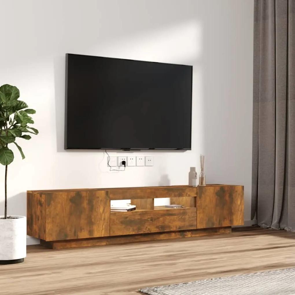 vidaXL TV skříňka s LED osvětlením 180x35x40 cm [3120167] Barva: bílá s vysokým leskem
