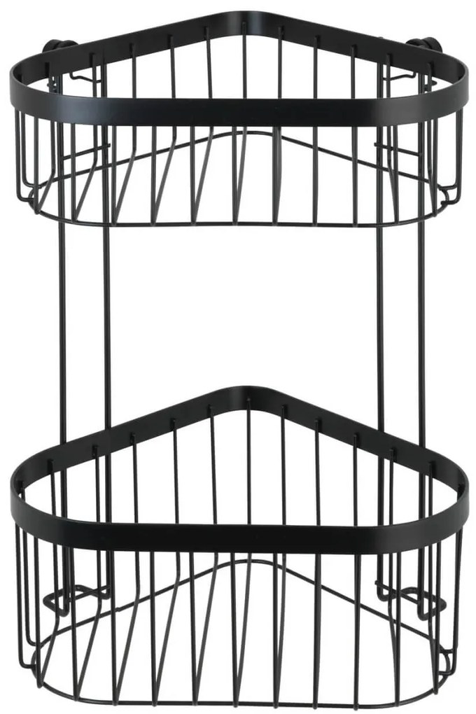WENKO Rohová dvoupatrová polička BEZ VRTÁNÍ Classic Plus černá 33x24x19 cm