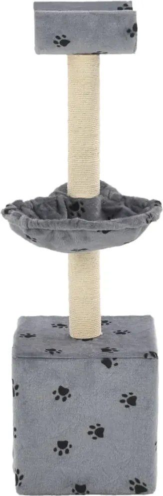 Škrabadlo pro kočky se sisalovými sloupky 105cm šedé s tlapkami 170624
