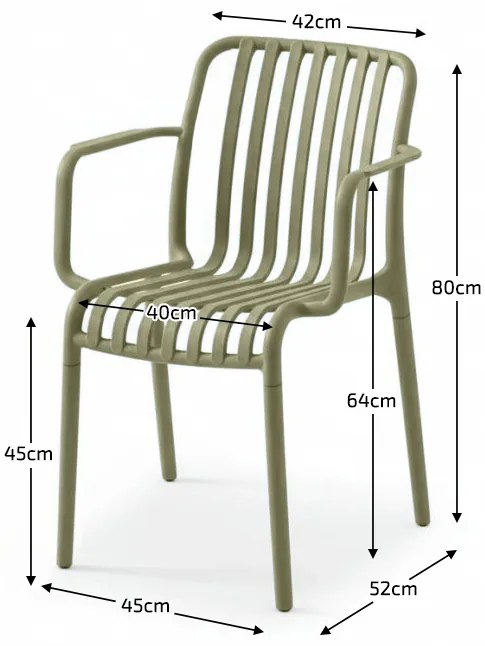 Plastová židle TREGO s područkami, zelená