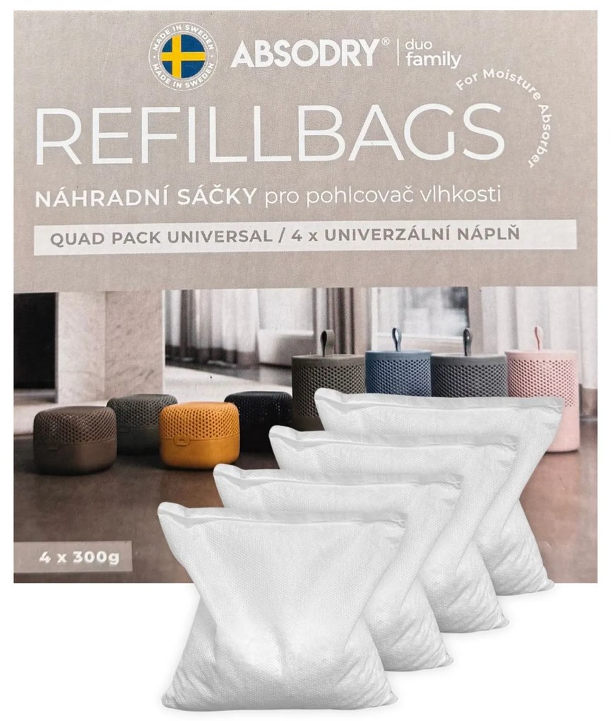 Everbrand Sweden Everbrand náhradní sáčky do pohlcovače vlhkosti Absodry Duo Family Bag 3, 4x 300 g