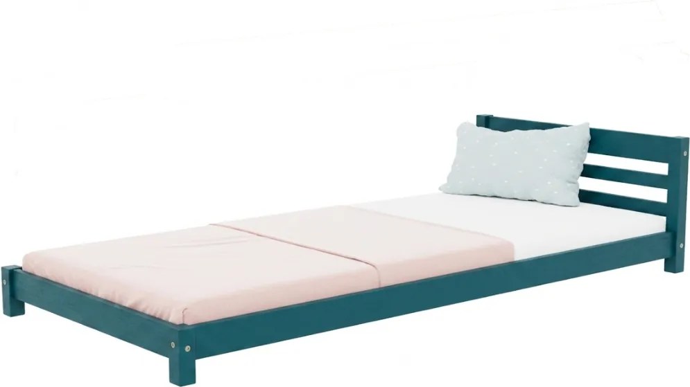 Benlemi Nízká dětská jednolůžková postel TULY s čelem Zvolte barvu: Petrolejová, Zvolte rozměr: 80x160 cm, Zvolte zábranu: S otevřeným vstupem