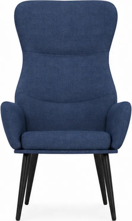 relaxační křeslo, odpočinkové, dřevo/kov/textil, 96x68x79 cm, nohy černé/modrá, Dekorino KR20260058