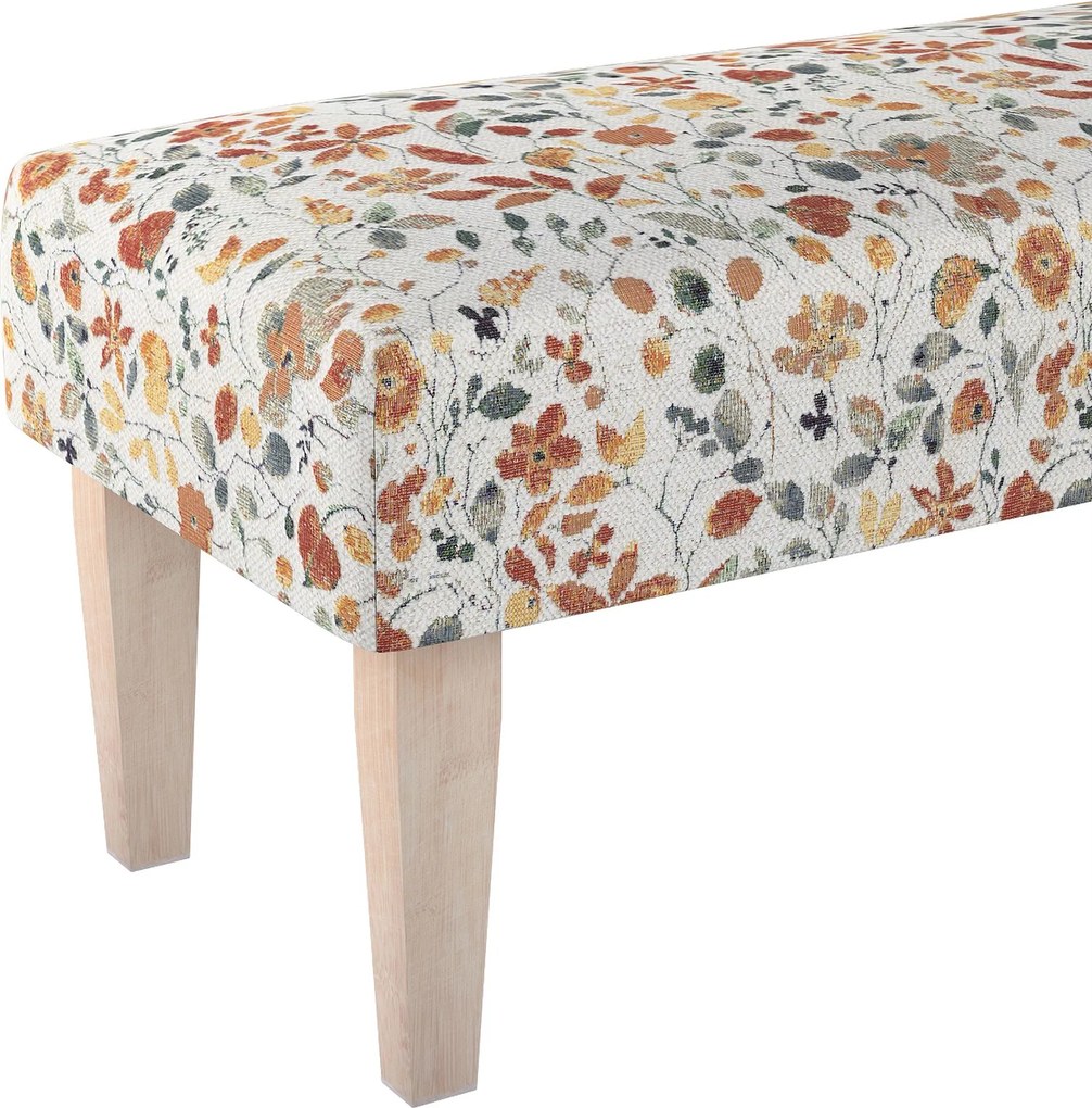 Dlouhá lavička 100x40cm barva oranžová látka pletený vzor, vzorované