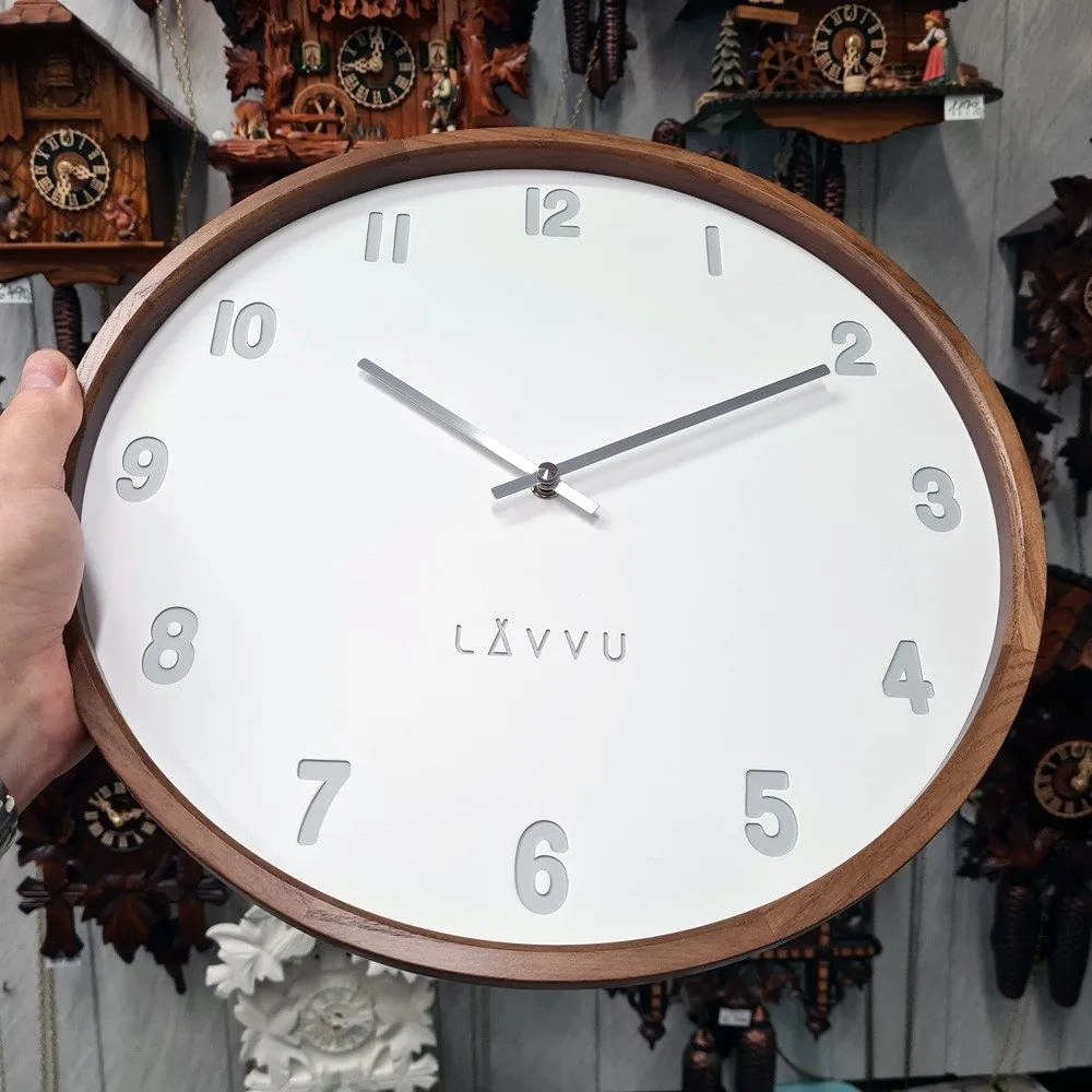 Tmavé dřevěné bílé hodiny LAVVU FADE LCT4061