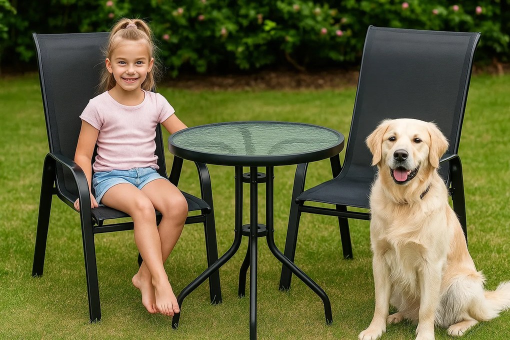 TRENDIE Sestava zahradního nábytku - 2 židle a stůl 60cm kulatý