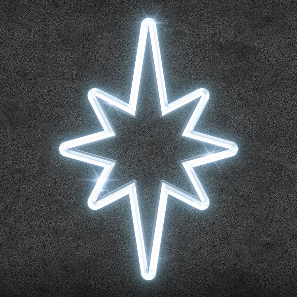 Easy Fix 2D LED světelná hvězda na vrchol stromu, 80 × 120 cm, ledově bílá, hliník