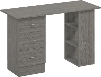HOMCOM oboustranný počítačový stůl, stůl s 3 zásuvkami a 3 otevřenými regálovými přihrádkami, 120 x 49 x 72 cm, šedá