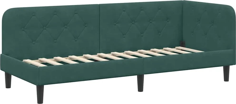Rohový rám postele Tmavě zelená 80 x 200 cm samet 3394136