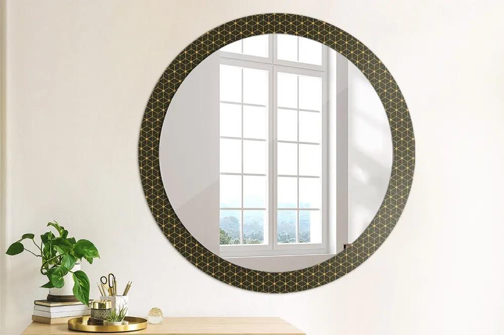 Kulaté dekorativní zrcadlo Hexagonální geometrie fi 90 cm