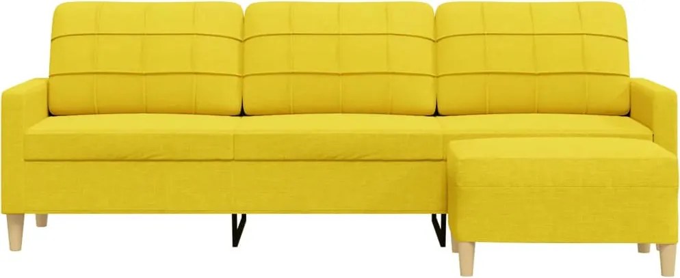 3místná pohovka s podnožkou světle žlutá 210 cm textil 3278254