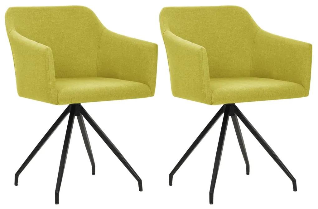 323077 vidaXL Otočné jídelní židle 2 ks zelené textil