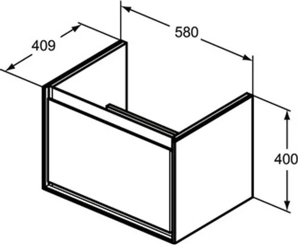 Ideal Standard Connect Air Skříňka pod umyvadlo Cube 65 cm, 58x40,9x40 cm, lesklá světlá šedá E0847EQ