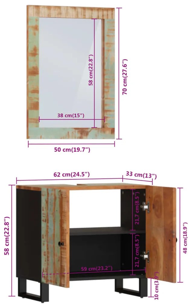 2Dílná Koupelnová Sestava Masivní Recyklované Dřevo