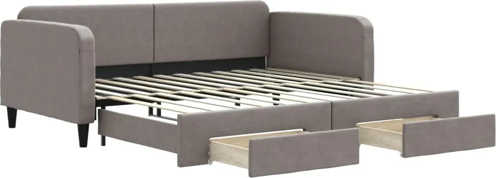 Válenda s přistýlkou a zásuvkami taupe 100 x 200 cm textil 3196860
