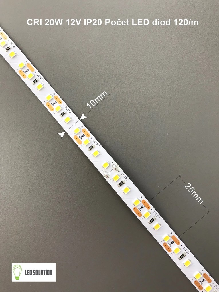 LED Solution CRI LED pásek 20W/m 12V bez krytí IP20 Barva světla: Teplá bílá 07504