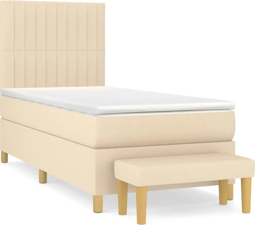 Box spring postel s matrací krémová 90x190 cm textil 3137282