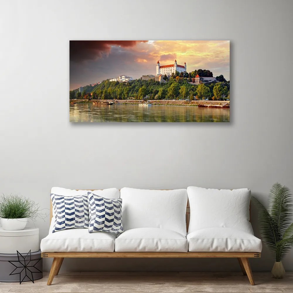 Obraz na plátně Město Jezero Krajina 100x50 cm