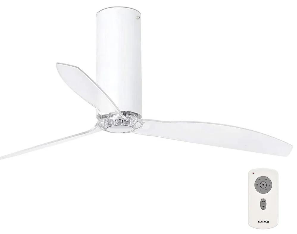 FARO Barcelona | FARO 32033 - Stropní ventilátor TUBE FAN bílá/čirá pr. 128 cm + dálkové ovládání | FA32033